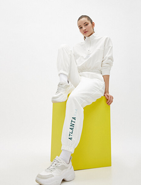 Koton Kadın %100 Pamuk Slogan Detayli Jogger Esofman Alti