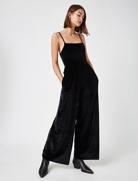 Koton Ole Genç Kız İnce Askılı Kadife Tulum