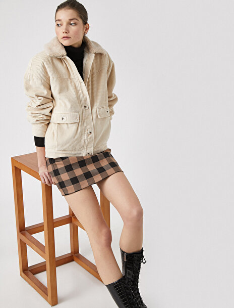 Koton Kadın %100 Pamuk Suni Kürk Detayli Ceket