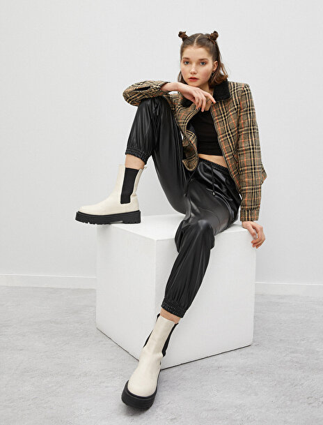 Koton Ole Genç Kız Fermuarlı Ekoseli Cepli Ceket