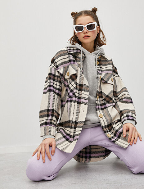 Koton Ole Genç Kız Gömlek Ceket Cepli Ekose