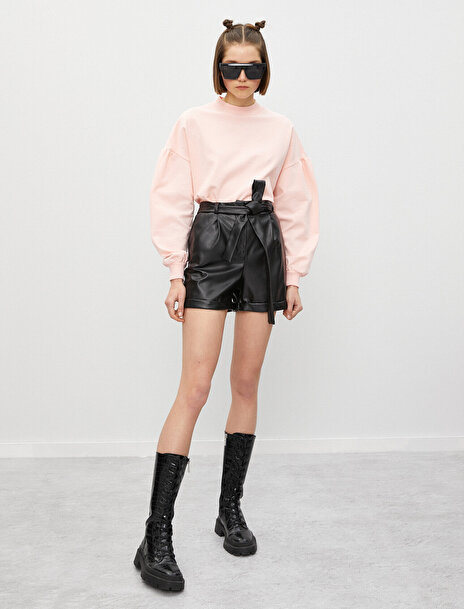 Koton Ole Genç Kız Dik Yaka Yırtmaç Detaylı Sweatshirt