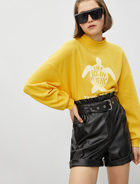 Koton Ole Genç Kız Respect Life - Yaşama Saygı - Dik Yaka Baskılı Sweatshirt