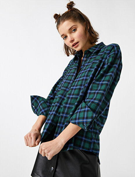 Koton Ole Genç Kız Pamuklu Kareli Oduncu Gömlek