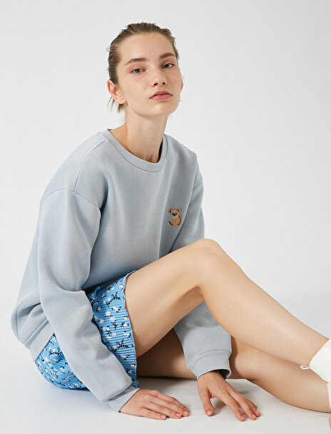 Koton Ole Genç Kız Bisiklet Yaka İşleme Detaylı Uzun Kollu Sweatshirt