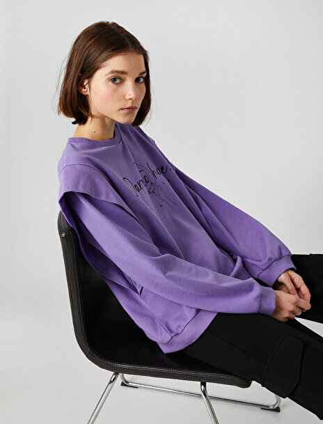 Koton Ole Genç Kız %100 Pamuk Vatkalı Bisiklet Yaka Baskılı Sweatshirt Koton Ole Genç Kız %100 Pamuk Vatkalı Bisiklet Yaka Baskılı Sweatshirt