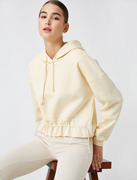 Koton Kadın Organik Pamuklu Kapüsonlu Baglama Detayli Sweatshirt