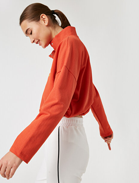 Koton Ole Genç Kız Pamuklu Dik Yaka Beli Bağlamalı Sweatshirt