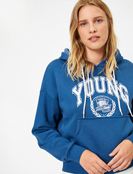 Koton Kadın Kapüşonlu Yazılı Baskılı Uzun Kollu Sweatshirt