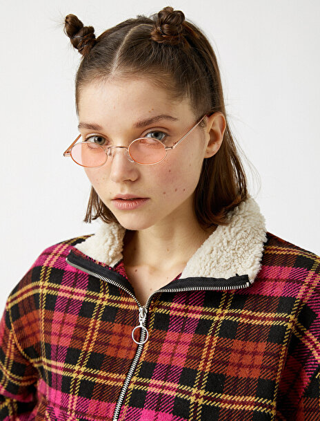 Koton Ole Genç Kız Suni Kürk Detaylı Ekose Fermuarlı Gömlek