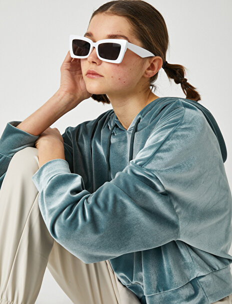 Koton Ole Genç Kız Kadife Kapüşonlu Sweatshirt