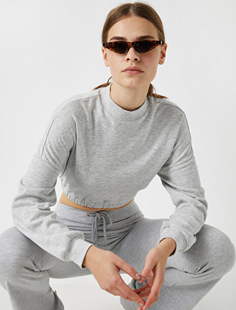 Koton Ole Genç Kız %100 Pamuk Bisiklet Yaka Kisa Sweatshirt