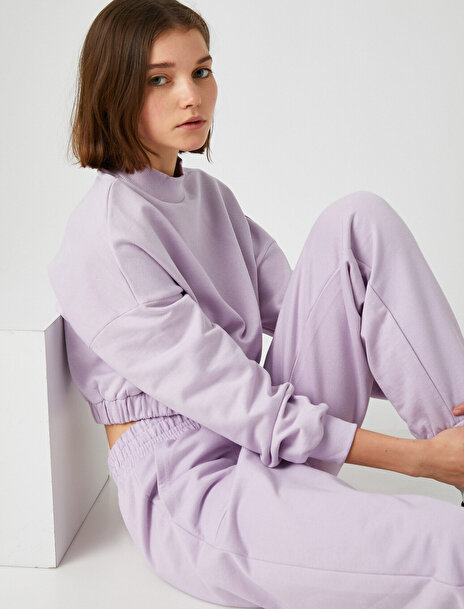 Koton Ole Genç Kız %100 Pamuk Bisiklet Yaka Kisa Sweatshirt