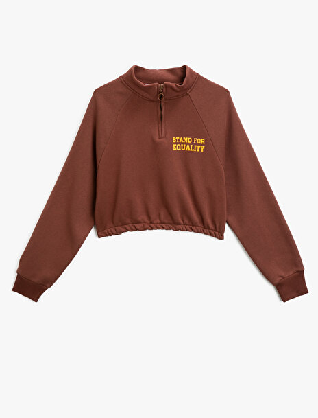 Koton Ole Genç Kız Pamuklu Fermuar Detaylı Yazılı Baskılı Crop Sweatshirt Koton Ole Genç Kız Pamuklu Fermuar Detaylı Yazılı Baskılı Crop Sweatshirt