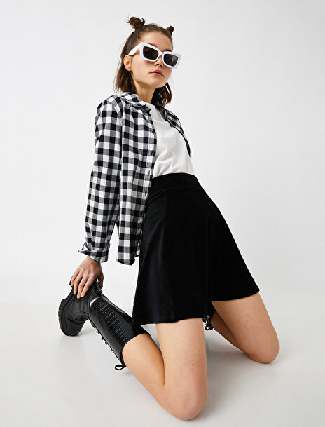 Koton Ole Genç Kız Pamuklu Kadife Mini Etek