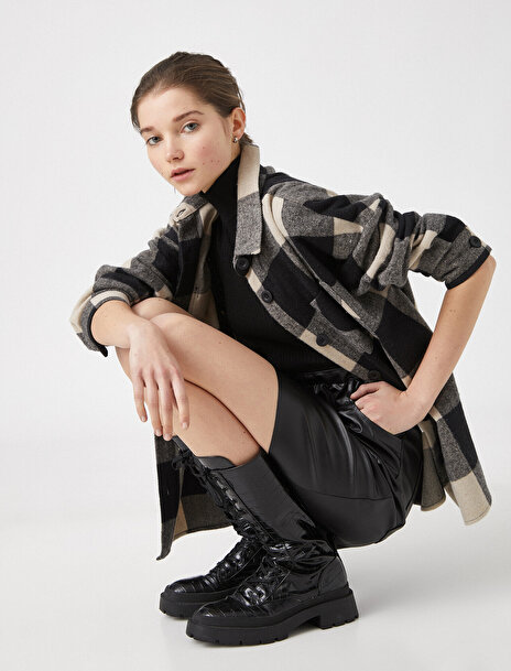 Koton Ole Genç Kız Suni Deri Mini Etek