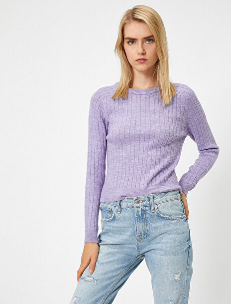 Koton Ole Genç Kız Uzun Kollu Kayik Yaka Triko kazak