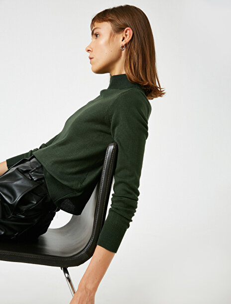 Koton Ole Genç Kız Dik Yaka Uzun Kollu Triko Kazak