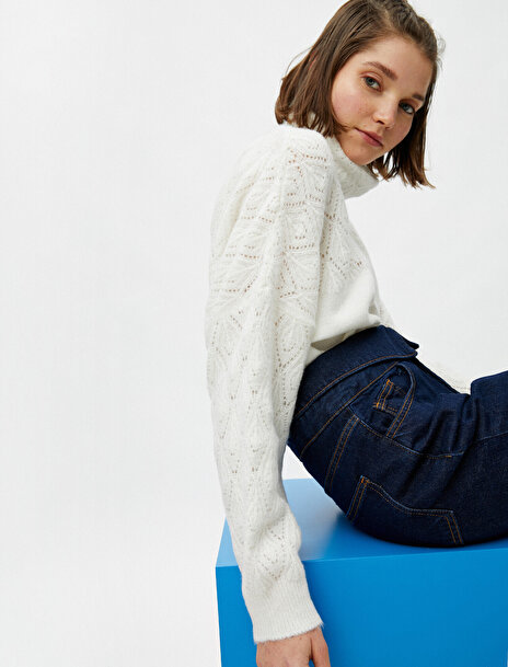 Koton Ole Genç Kız Balıkçı Yaka Crop Triko Kazak Koton Ole Genç Kız Balıkçı Yaka Crop Triko Kazak