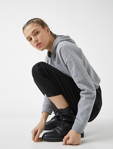 Koton Ole Genç Kız Kapüşonlu Pamuklu Kazak