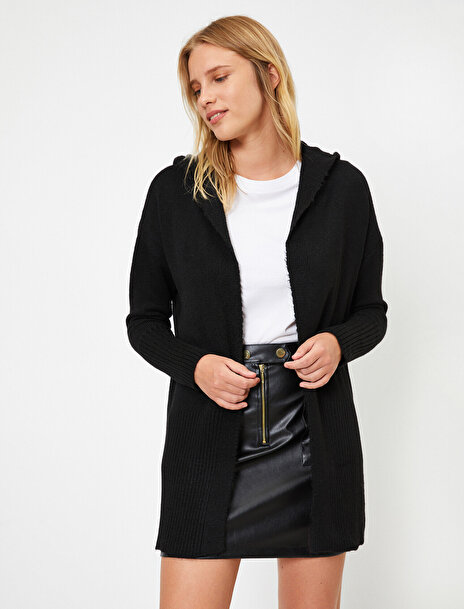 Koton Kadın Kapüşonlu Uzun Kollu Triko Hırka