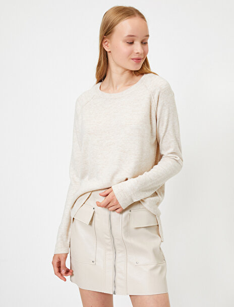 Koton Ole Genç Kız Bisiklet Yaka Uzun Kollu Rahat Kesim Triko Kazak