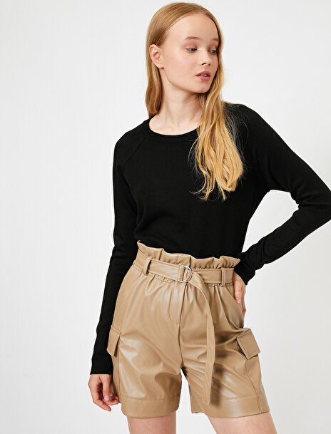 Koton Ole Genç Kız Bisiklet Yaka Uzun Kollu Rahat Kesim Triko Kazak