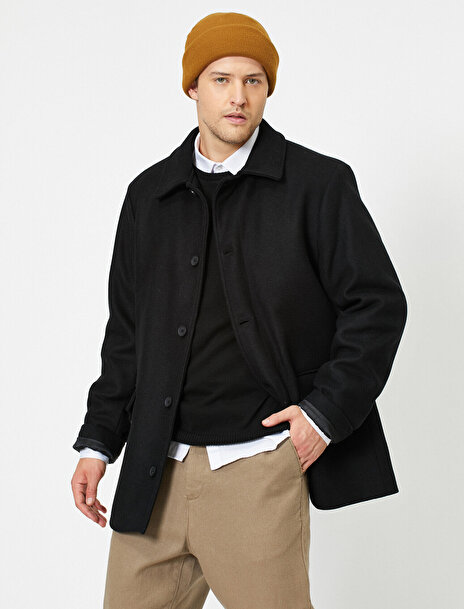 Koton Erkek Gömlek Yaka Cep Detaylı Kaban