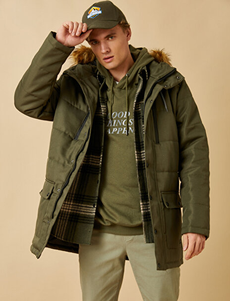 Koton Erkek Suni Kürk Kapşonlu Şişme Parka Koton Erkek Suni Kürk Kapşonlu Şişme Parka