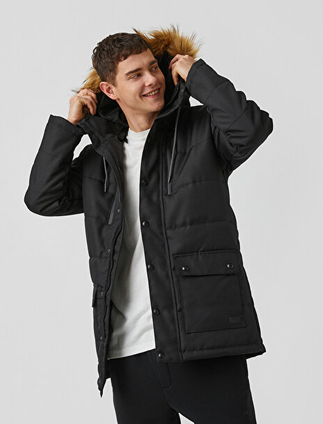 Koton Erkek Suni Kürk Kapşonlu Şişme Parka Koton Erkek Suni Kürk Kapşonlu Şişme Parka