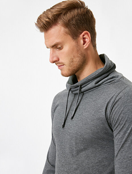 Koton Erkek Slim Fit Pamuklu Şal Yaka Basic Uzun Kollu Tişört