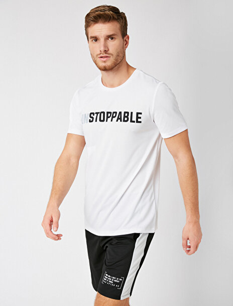 Koton Erkek Bisiklet Yaka Kısa Kollu Yazılı BaskılıTişört