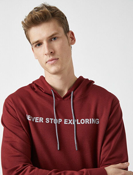 Koton Erkek Kapüşonlu Yazılı Baskılı Uzun Kollu Sweatshirt