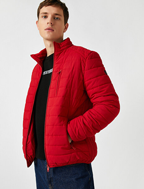 Koton Erkek Dik Yaka Cepli İnce Mont