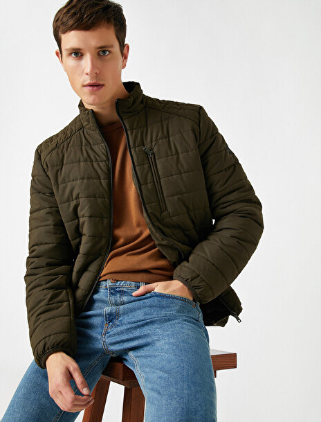 Koton Erkek Dik Yaka Cepli İnce Mont