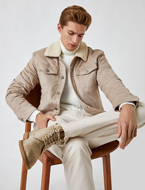 Koton Erkek Yakası Suni Kürklü Nubuk Görünümlü Mont Koton Erkek Yakası Suni Kürklü Nubuk Görünümlü Mont