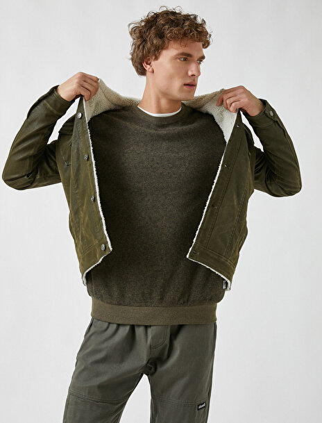 Koton Erkek Suni Kürklü Deri Görünümlü Mont Koton Erkek Suni Kürklü Deri Görünümlü Mont