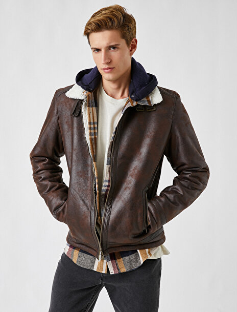 Koton Erkek Şerpalı Süet Mont