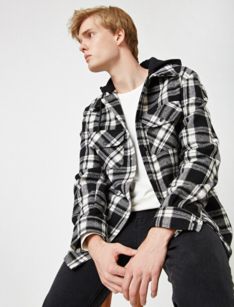 Koton Erkek Ekose Kapüşonlu Shacket Koton Erkek Ekose Kapüşonlu Shacket