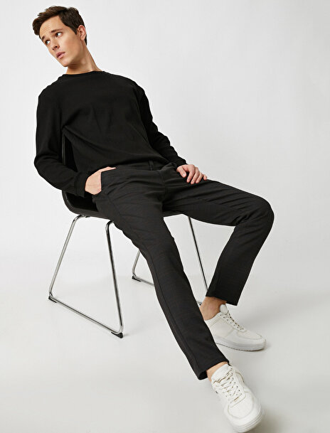 Koton Erkek Slim Fit Poplin Kumaştan Ekoseli Chino Pantolon Koton Erkek Slim Fit Poplin Kumaştan Ekoseli Chino Pantolon
