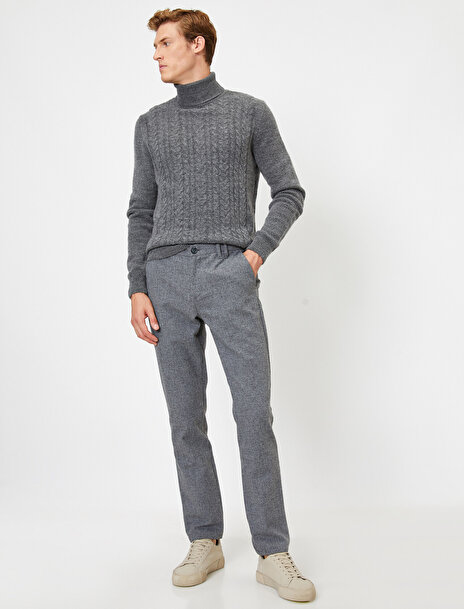 Koton Erkek Slim Fit Poplin Kumaş Chino Pantolon Koton Erkek Slim Fit Poplin Kumaş Chino Pantolon