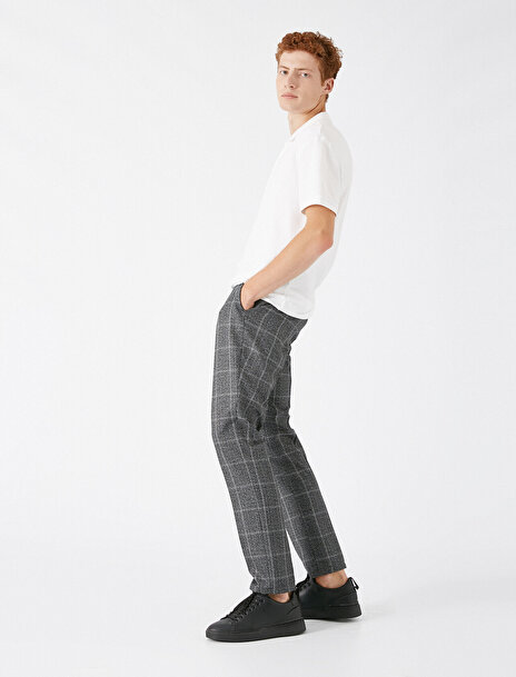 Koton Erkek Ekoseli Slim Chino Pantolon