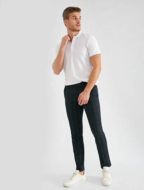 Koton Erkek Slim Fit Kareli Chino Pantolon Koton Erkek Slim Fit Kareli Chino Pantolon