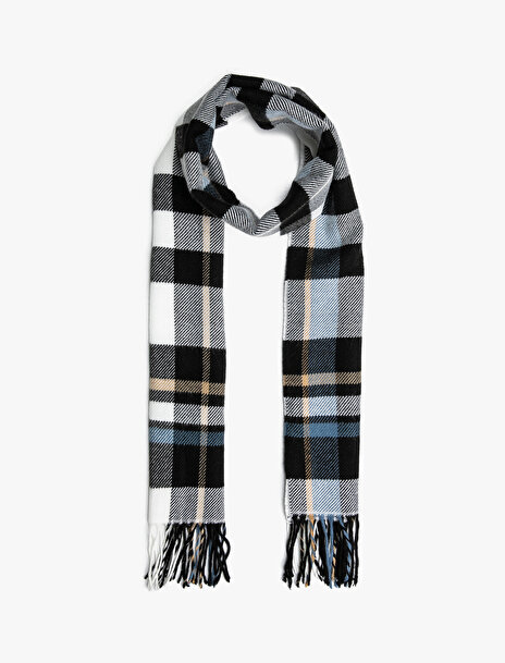 Koton Erkek Püsküllü Kareli Atkı