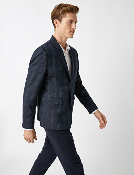 Koton Erkek Kareli Cepli Blazer Ceket