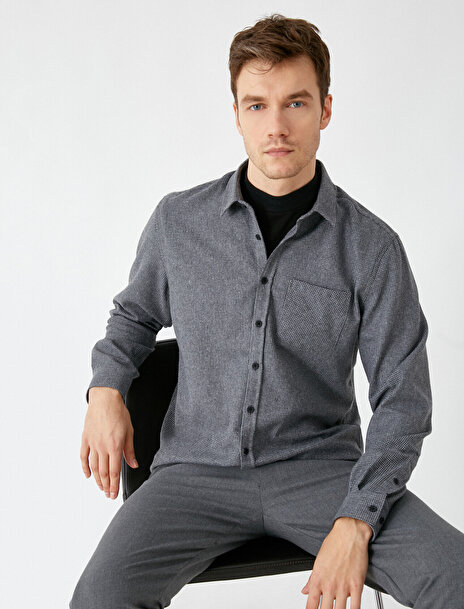 Koton Erkek Kareli Cepli Klasik Yaka Gömlek