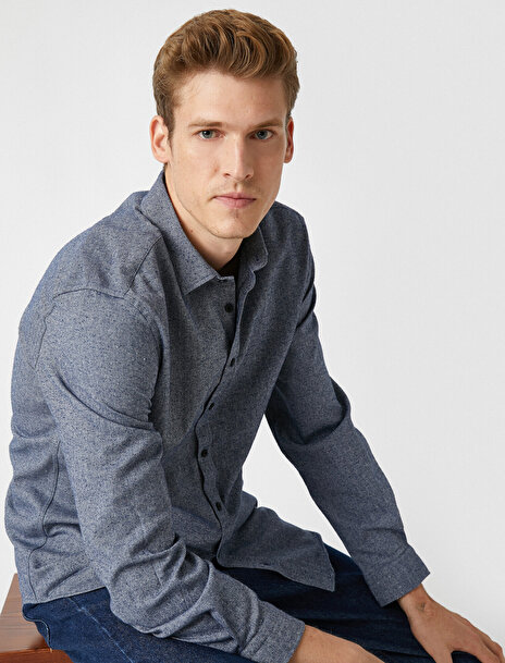 Koton Erkek Slim Fit Klasik Yaka Uzun Kollu Gömlek