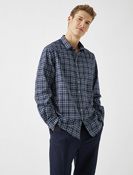 Koton Erkek Ekoseli Klasik Yaka Uzun Kollu Gömlek