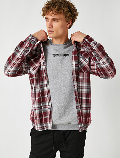 Koton Erkek Ekoseli Klasik Yaka Uzun Kollu Cepli Gömlek