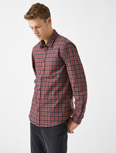 Koton Erkek Kareli Uzun Kollu Klasik Yaka Gömlek Koton Erkek Kareli Uzun Kollu Klasik Yaka Gömlek